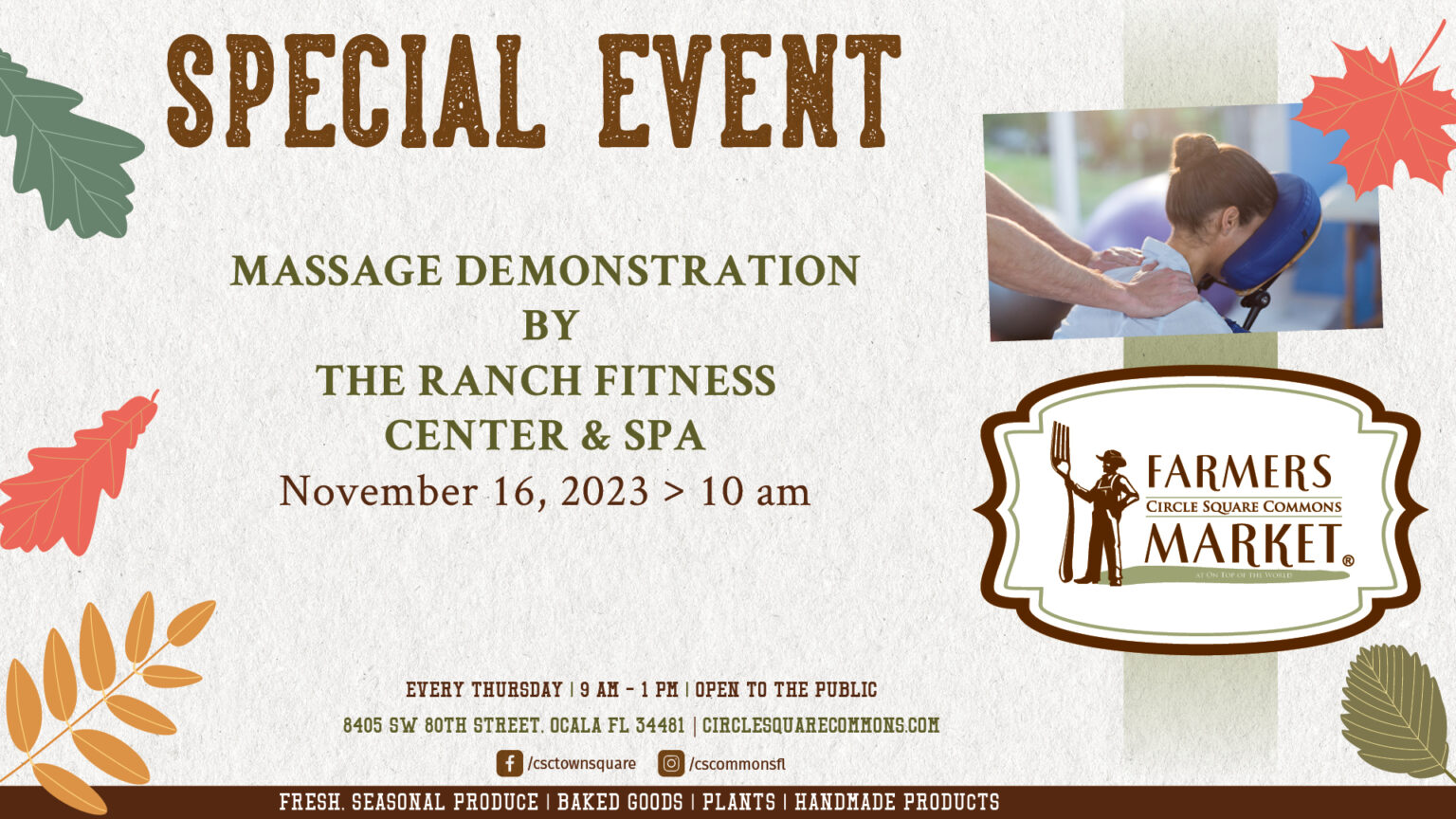 Special Event: Massage Demonstration by The Ranch – Circle Square Commons